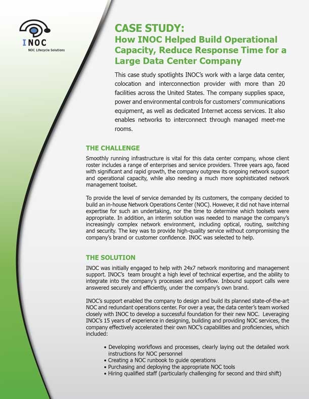 Case Study: Large Data Center Company - INOC
