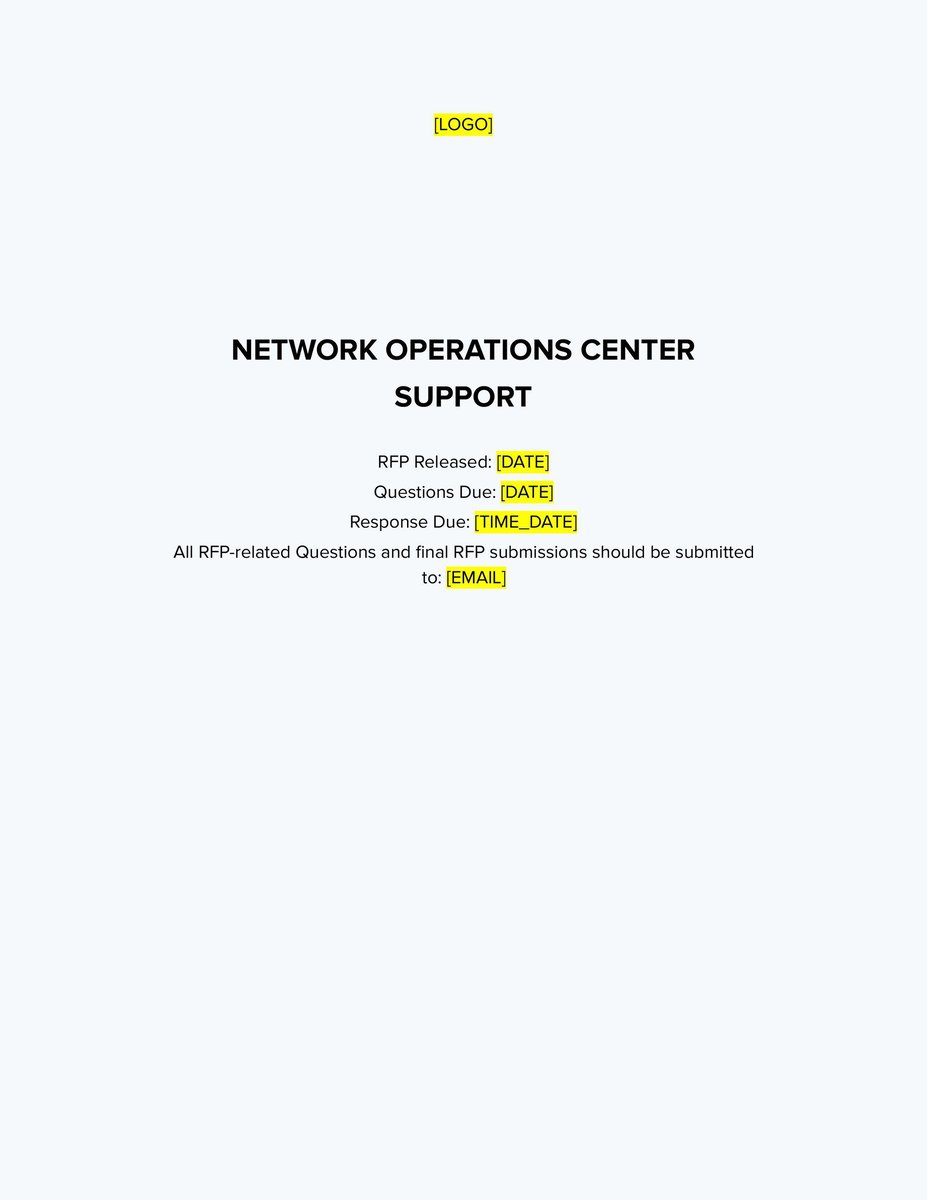 An RFP Template for Network Operations Center (NOC) Service